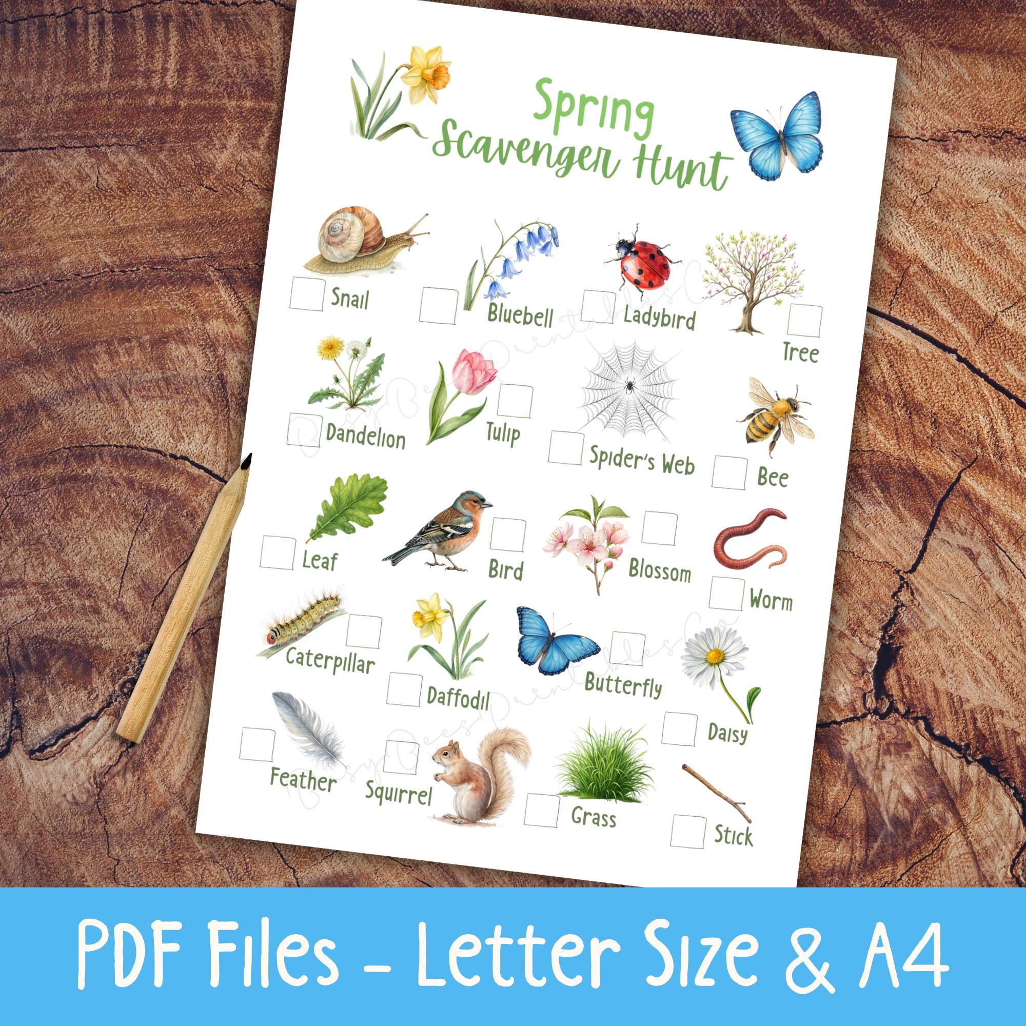 Spring Scavenger Hunt for Kids, Montessori Nature Walk Printable ...