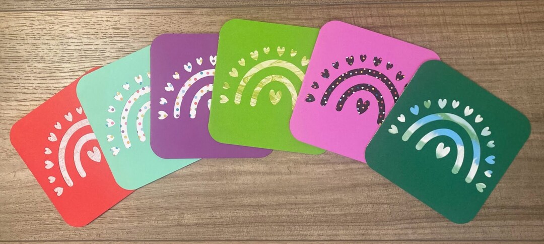 Rainbow and Hearts Notecard SVG Cut File, Greeting Card and Envelope ...
