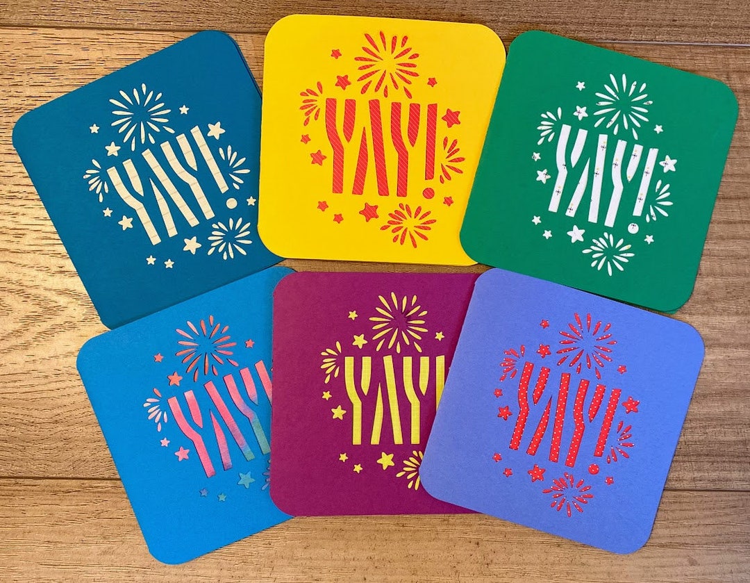 YAY! Notecard SVG Cut File, Greeting Card and Envelope. Digital ...