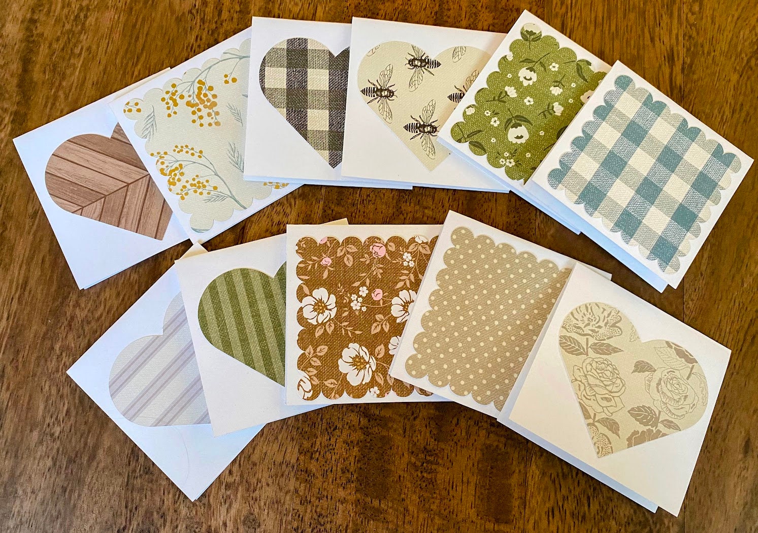 Set of 5 Mini 3x3 Handmade Note Cards With Envelopes / Assorted ...