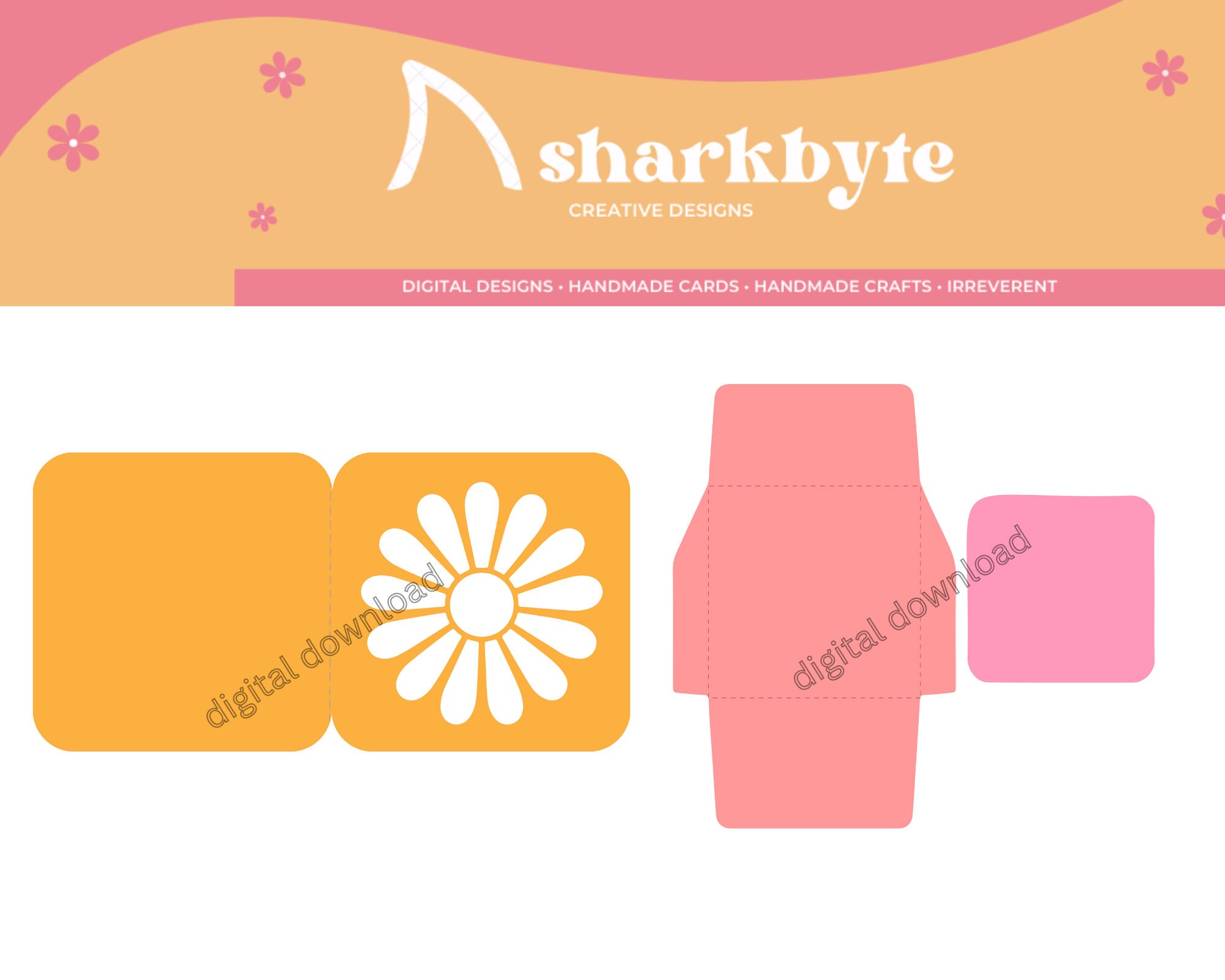 Flower Notecard SVG Cut File, Greeting Card With Envelope Included ...