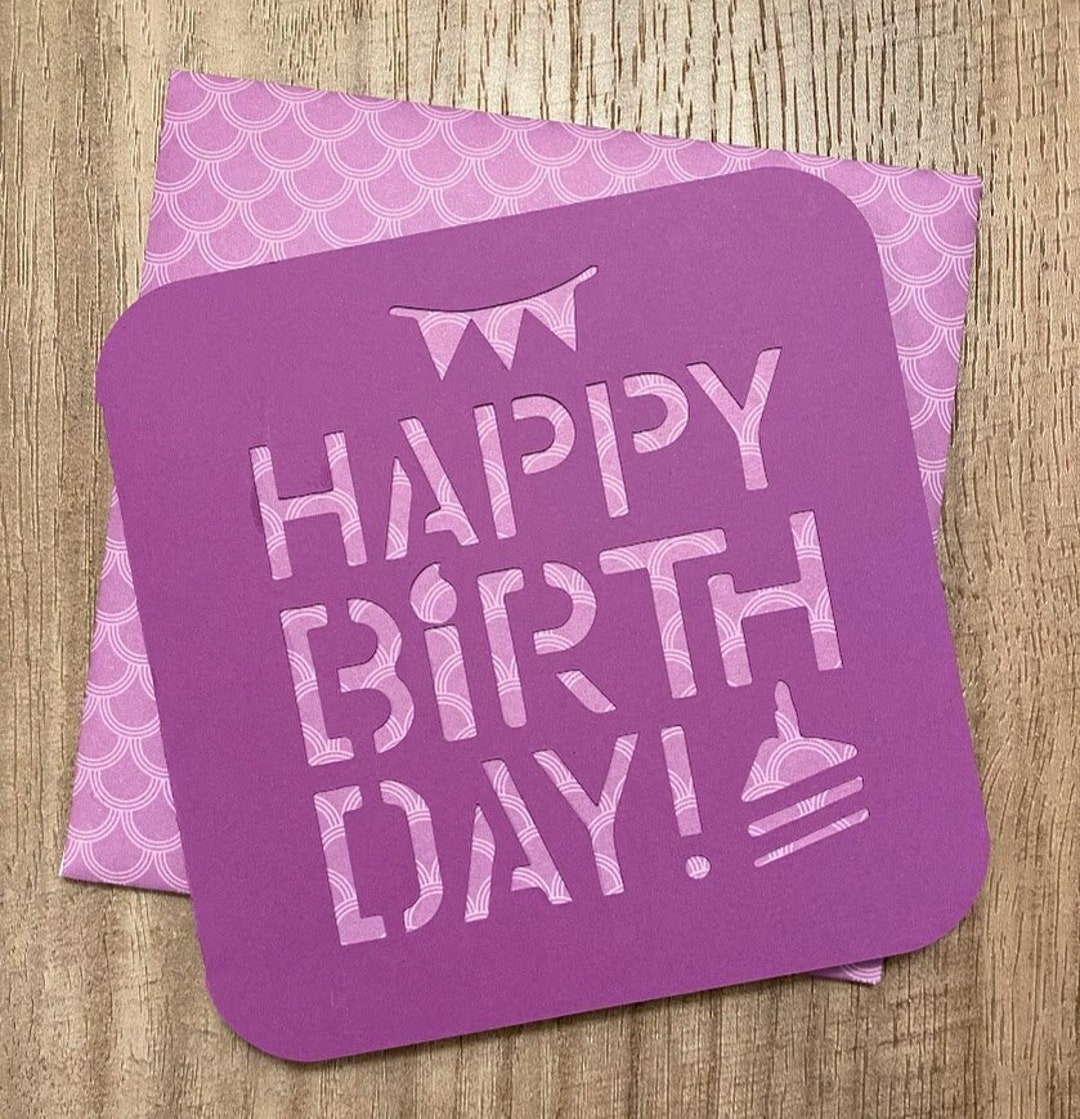 Happy Birthday Notecard SVG Cut File, Greeting Card and Envelope ...