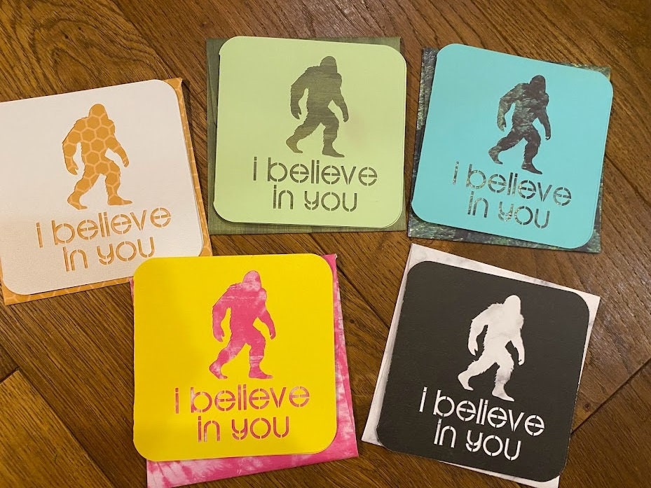 I Believe in You Bigfoot Notecard SVG Cut File, Greeting Card and ...