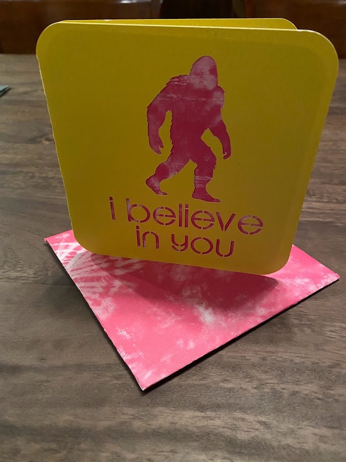 I Believe in You Bigfoot Notecard SVG Cut File, Greeting Card and ...