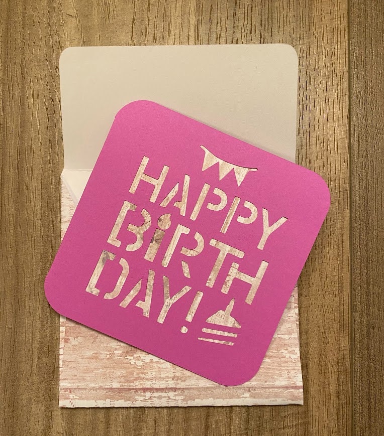 Happy Birthday Notecard SVG Cut File, Greeting Card and Envelope ...