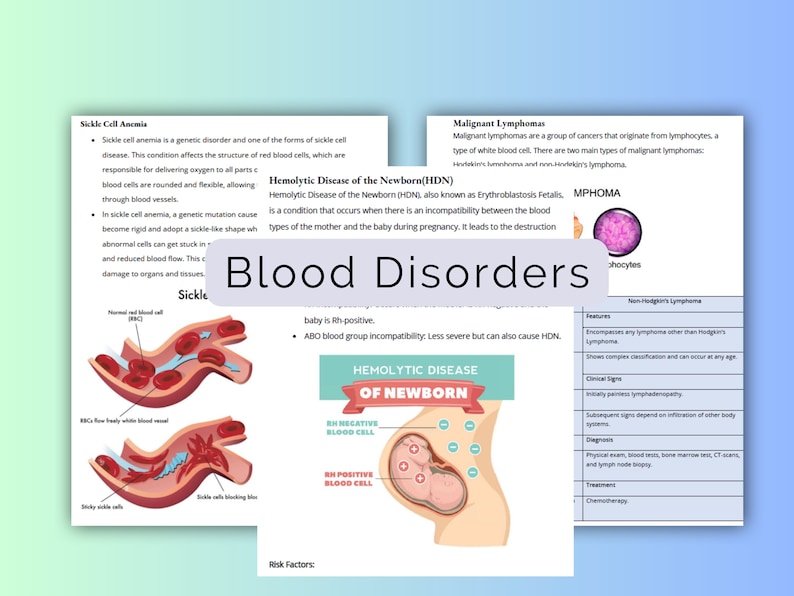 Blood Disorders Study Bundle |medical School Bundle | Hematology System ...