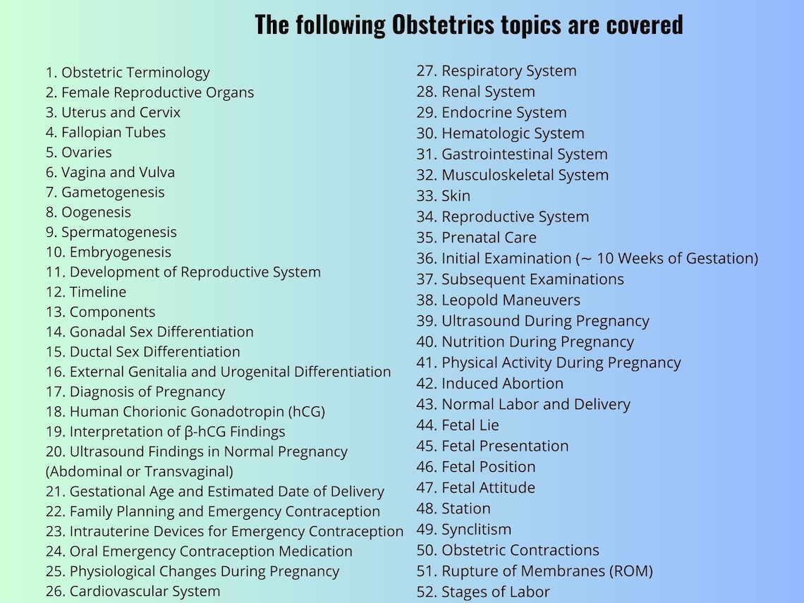 Obstetrics & Gynecology Complete Study Bundle Obgyn Summary - Etsy