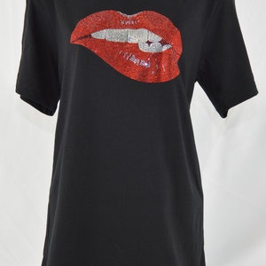 Rhinestone Lips Shirt: Biting Lips Bling T-shirt - Etsy