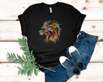 Lion Beast Silver Bling Rhinestone Men's T-shirt - Etsy