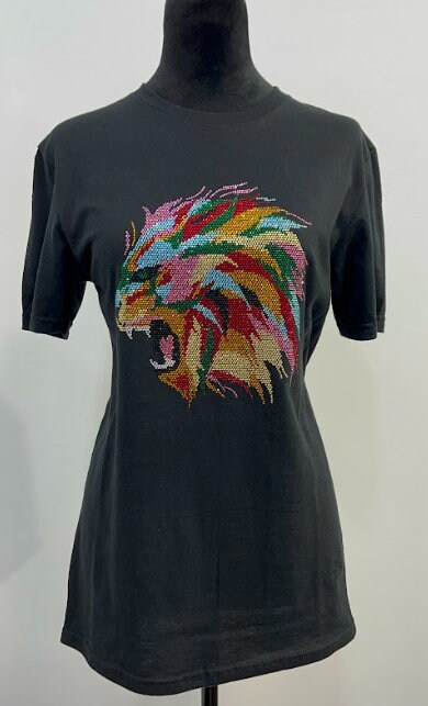 Rhinestone Colorful Lion Shirt - Etsy