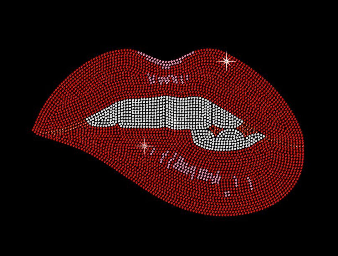Rhinestone Lips Shirt: Biting Lips Bling T-shirt - Etsy
