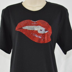 Rhinestone Lips Shirt: Biting Lips Bling T-shirt - Etsy