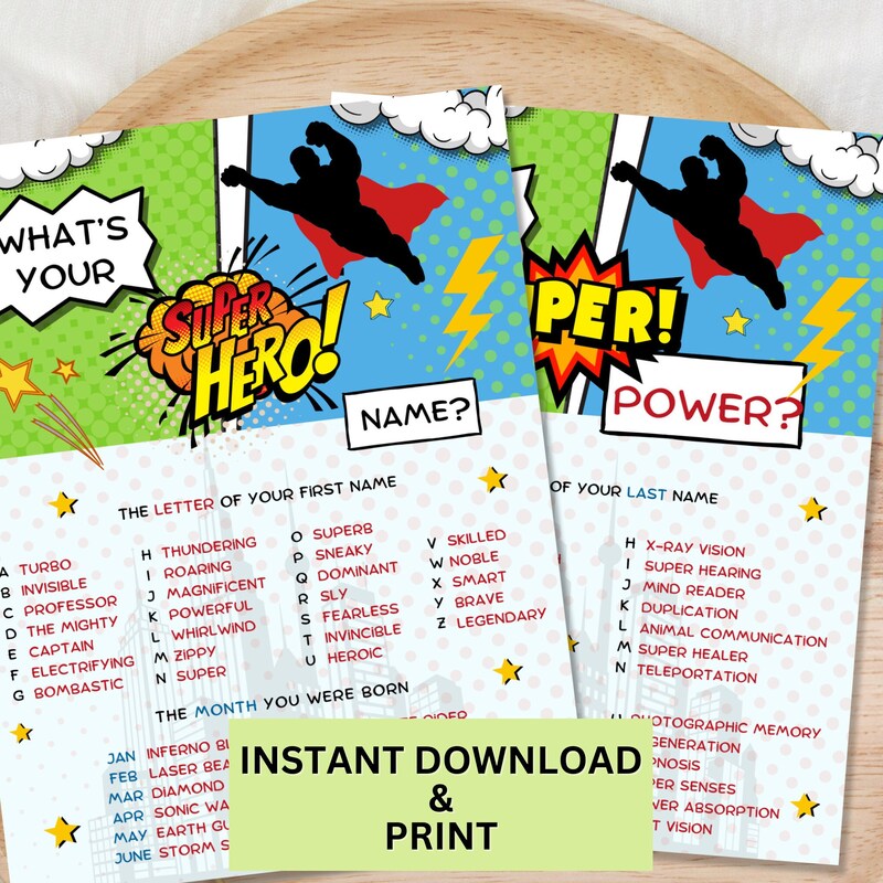 Superhero Game - Etsy