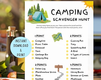 Camping Scavenger Hunt Game: Kids Summer Activity (PDF Printable) - Etsy