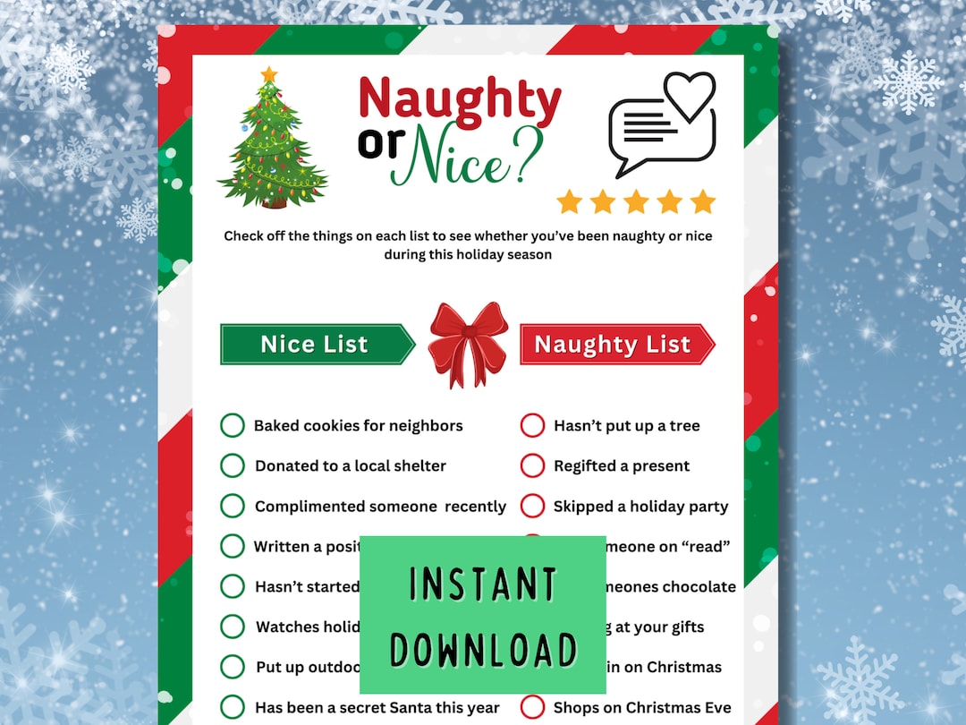 Naughty or Nice Christmas Game, Adult Christmas Games, Office Party ...