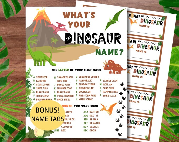 What's Your Dinosaur Name Printable, Dinosaur Name, Dinosaur Birthday ...