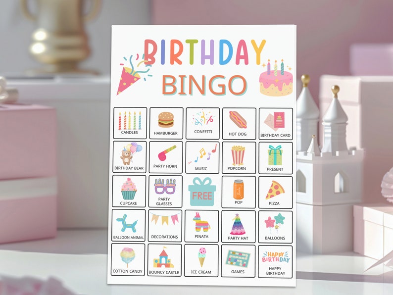 Birthday Bingo Game, Summer Birthday Game, Printable Game, Girls ...