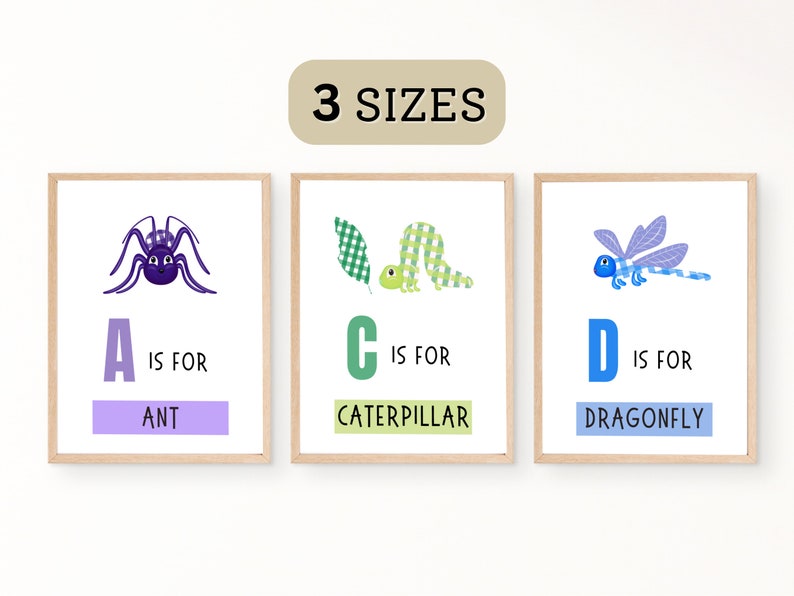 Bug ABC Learning Posters, Set of 6 Nursery Prints (digital Download) - Etsy