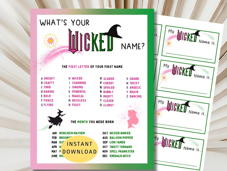 Wicked Birthday Name Game: Printable Party Activity (PDF Download) - Etsy