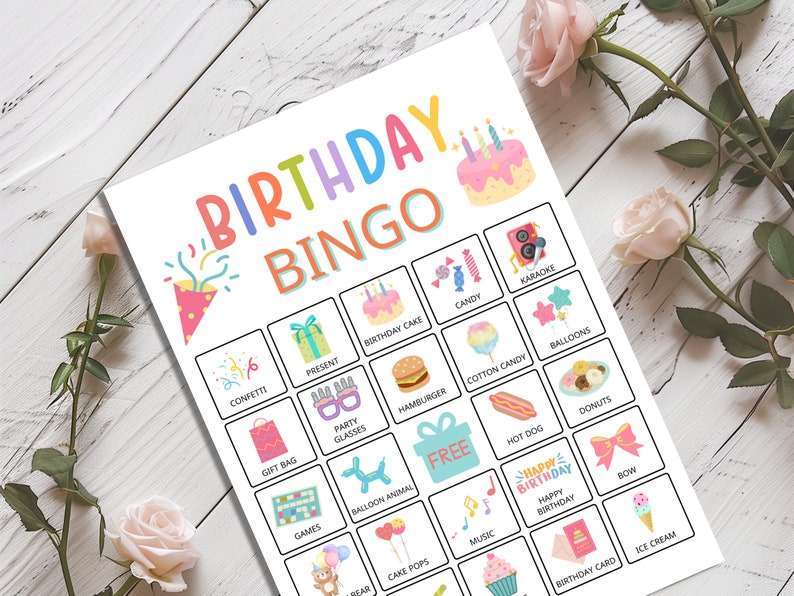 Birthday Bingo Game, Summer Birthday Game, Printable Game, Girls ...