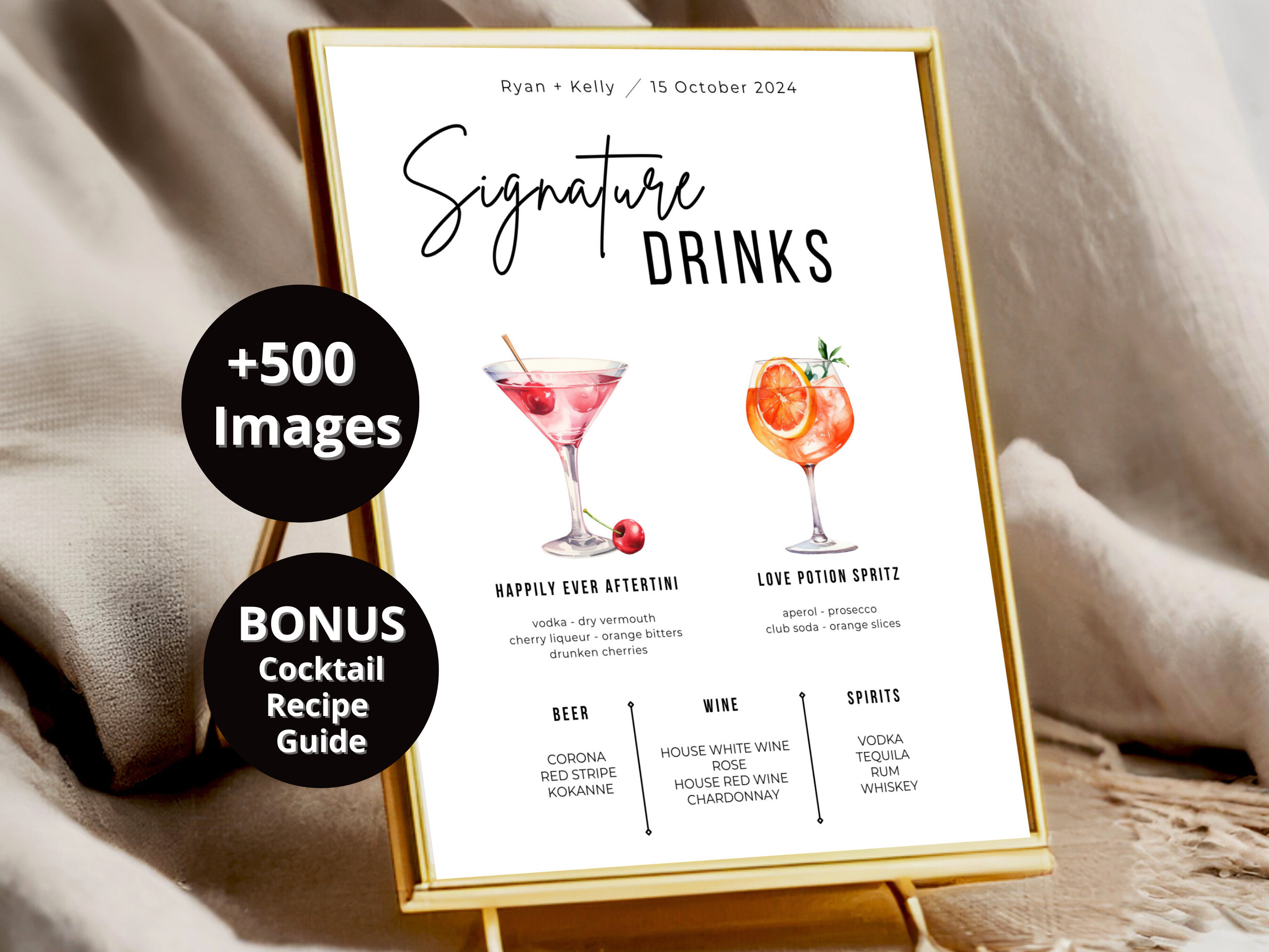 Signature Drink Sign, Drink Wedding Menu, Wedding Drink Menu Template ...
