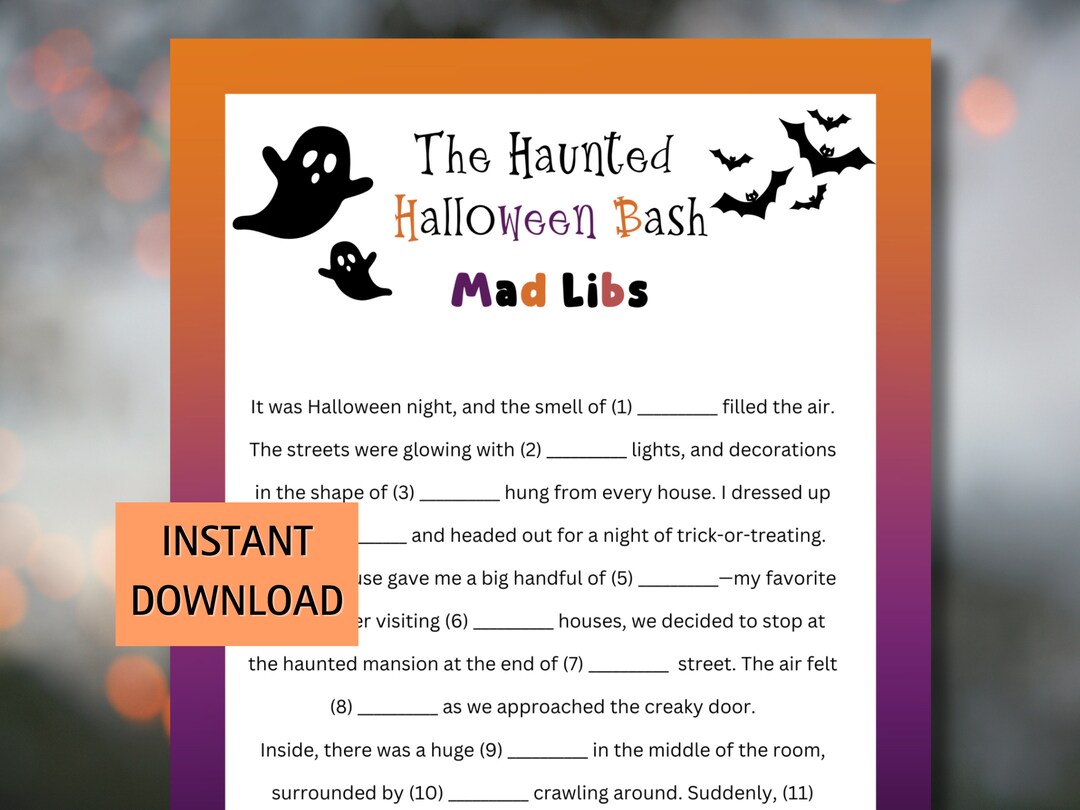 Printable Halloween Mad Libs Game: Kids & Adults Party Activity (PDF ...