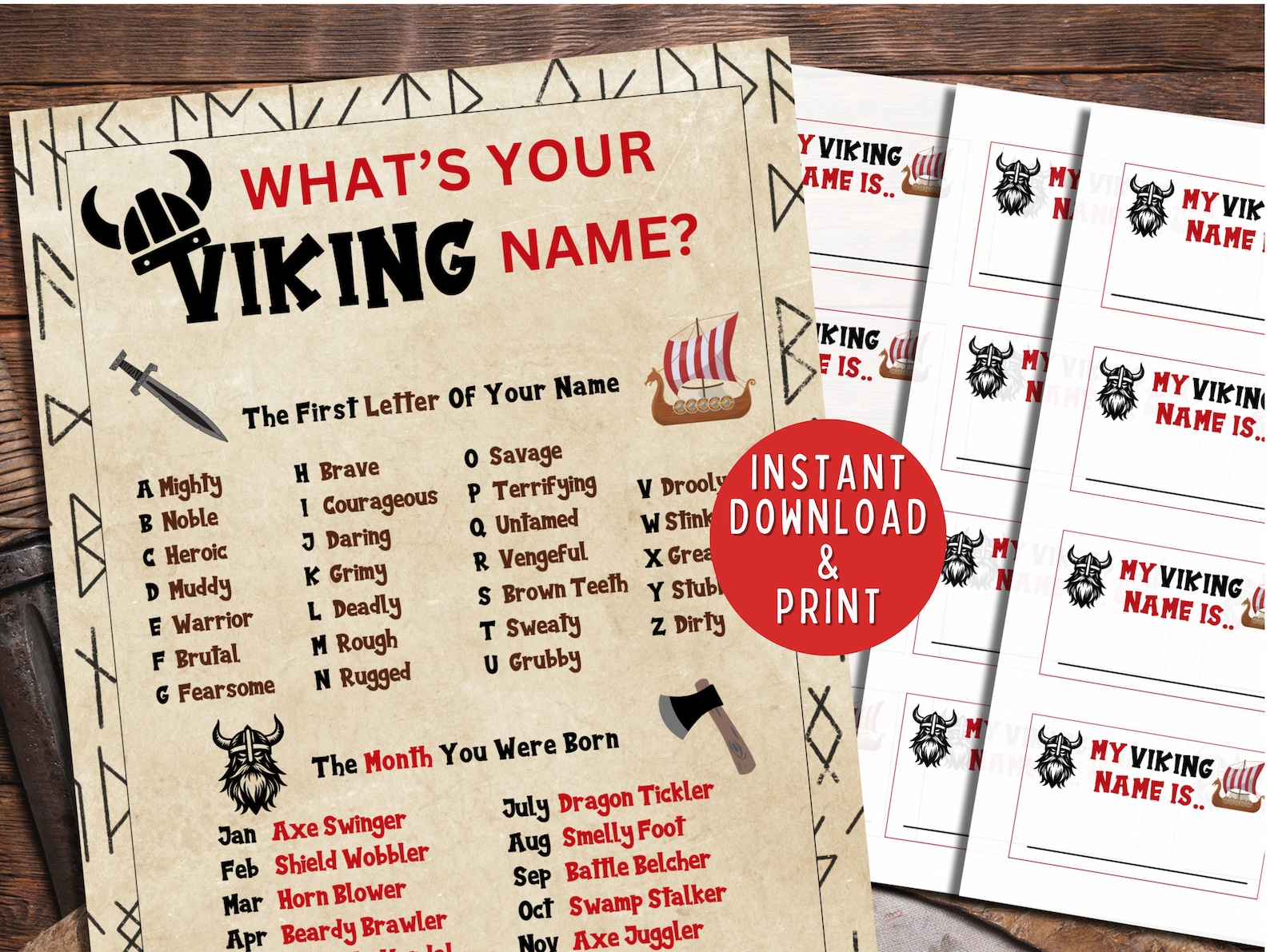 Viking Party Game, Birthday Party Game for Kids and Adults, Printable ...
