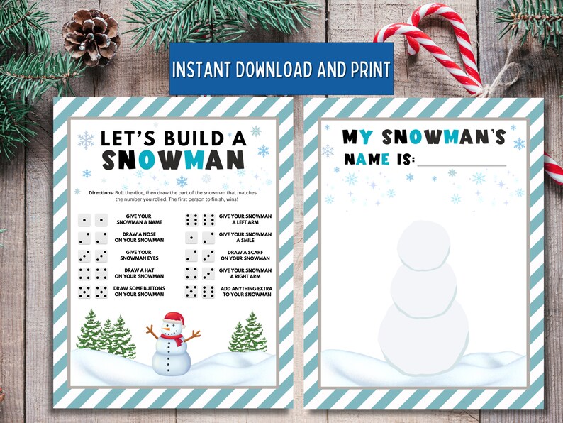 Printable Snowman Game: Christmas Winter Activity for Kids (PDF ...