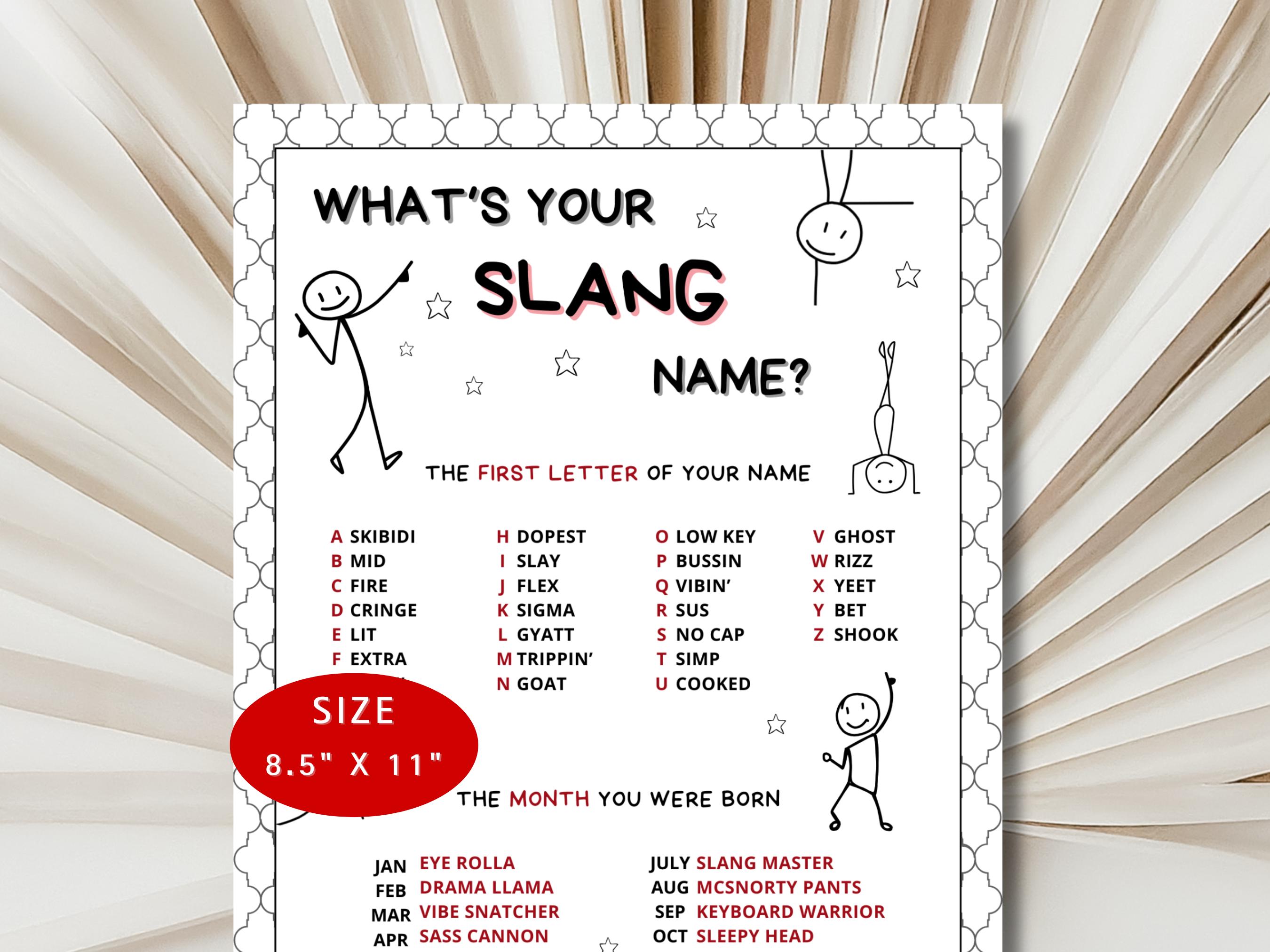 Tween Slang Birthday Party Game: Teen/middle School Activity (PDF ...