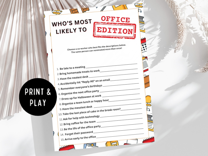 Office Party Game: Co-worker Award Nomination (PDF Digital Download) - Etsy