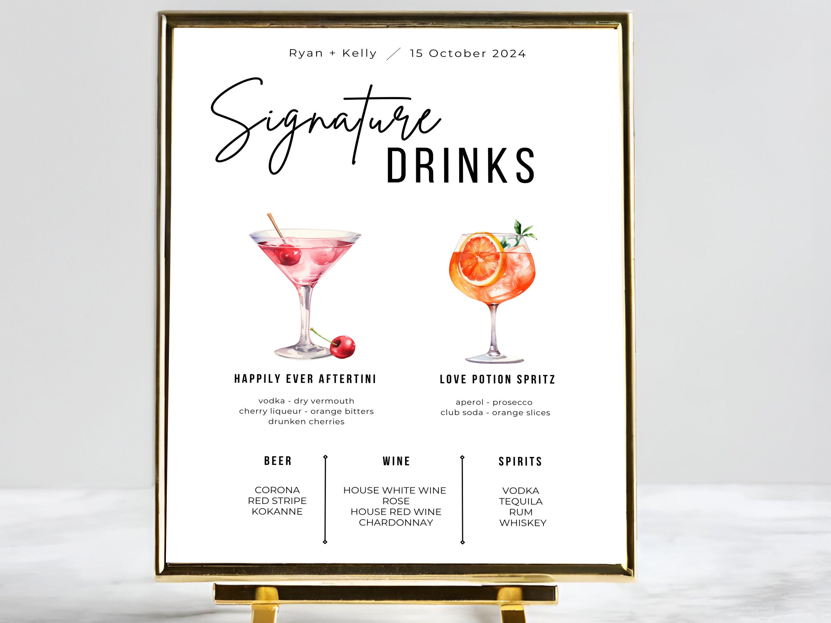 Signature Drink Sign, Drink Wedding Menu, Wedding Drink Menu Template ...