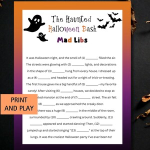 Printable Halloween Mad Libs Game: Kids & Adults Party Activity (PDF ...