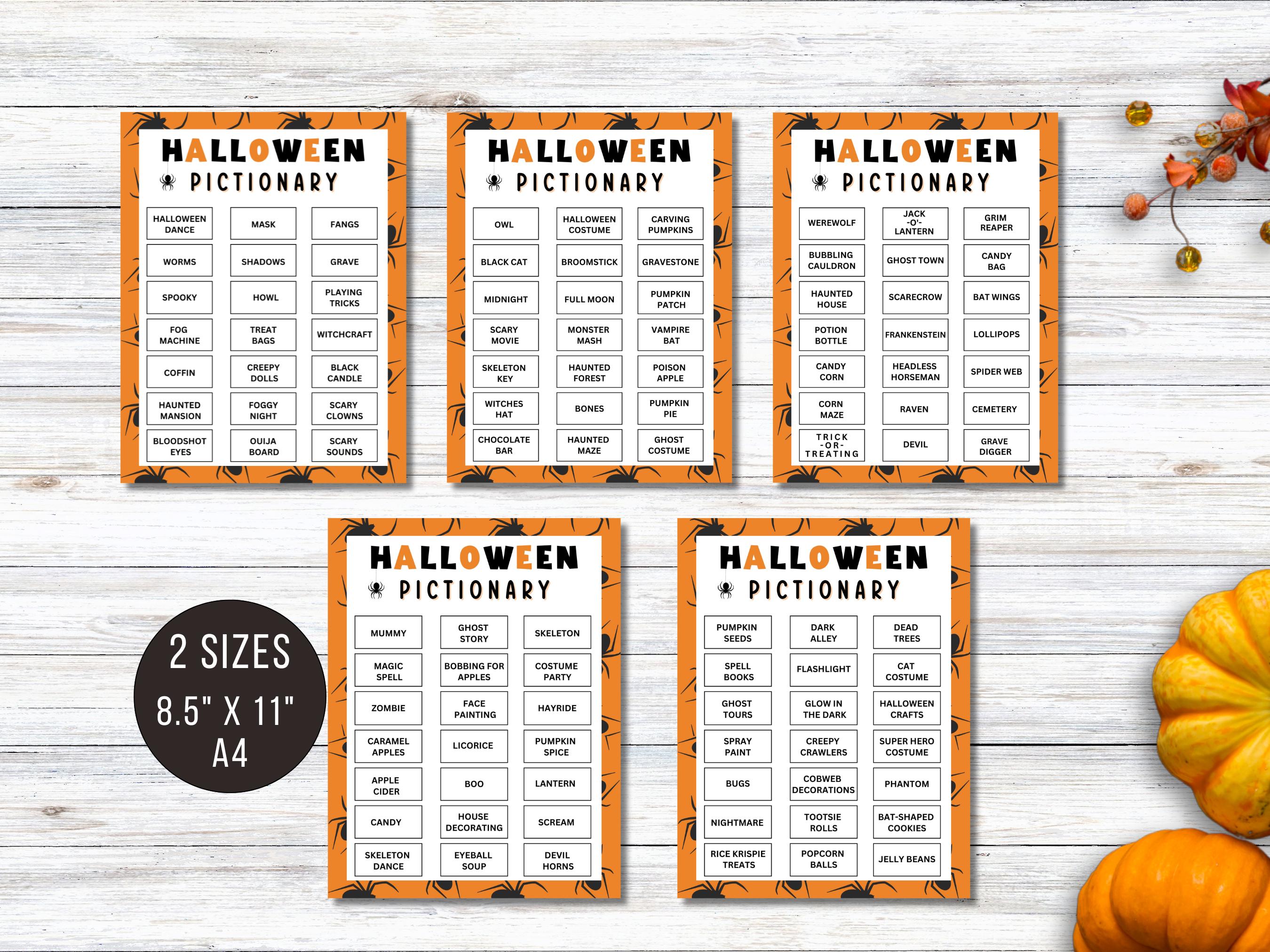 Halloween Pictionary Game: Printable Family Activity (PDF Download) - Etsy