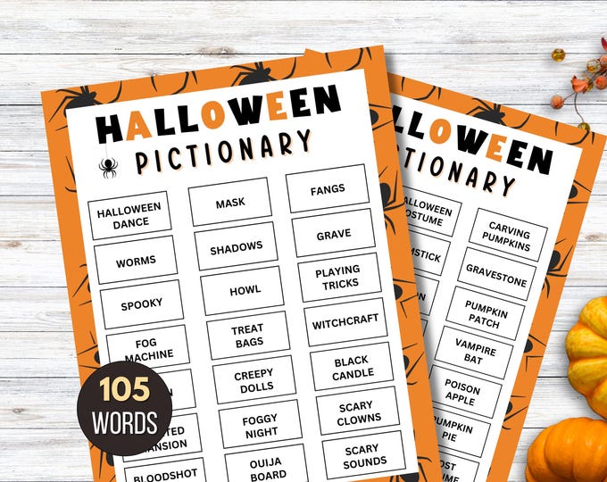 Halloween Pictionary Game Printable: Family Party Activity (digital ...