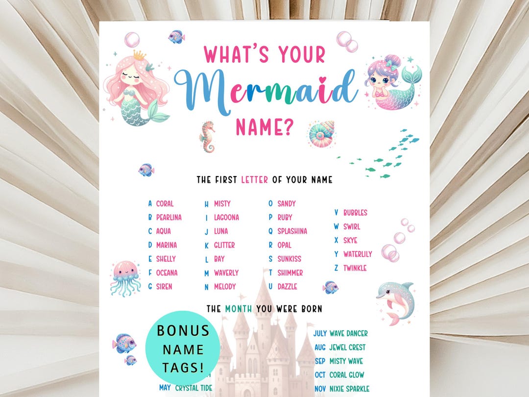Mermaid Birthday Game Name Mermaid Birthday Party Little Girl Birthday ...