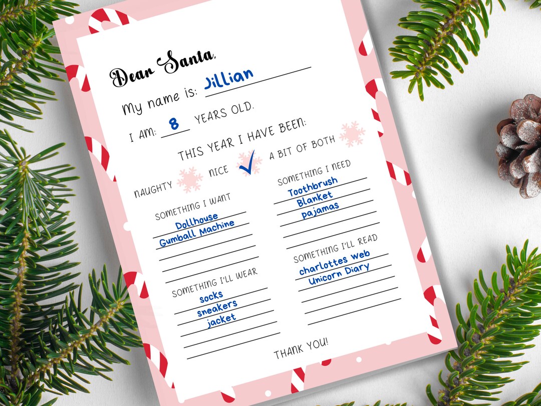 Printable Letter to Santa: Christmas Wish List Activity (PDF Download ...
