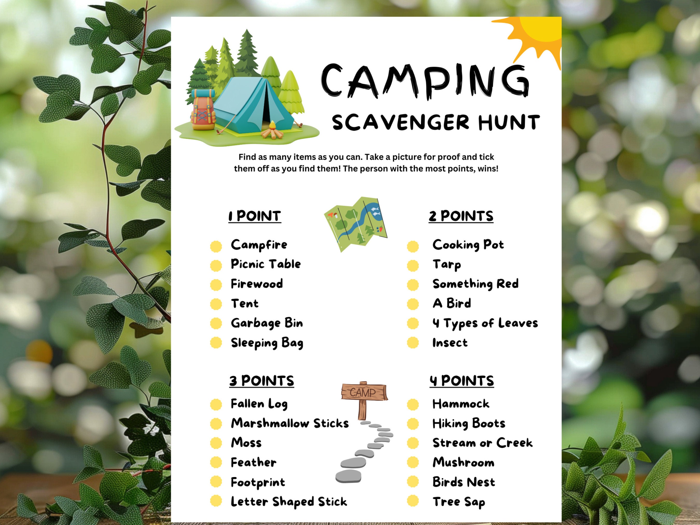 Camping Scavenger Hunt Game, Treasure Hunt Camping Activities for Kids ...