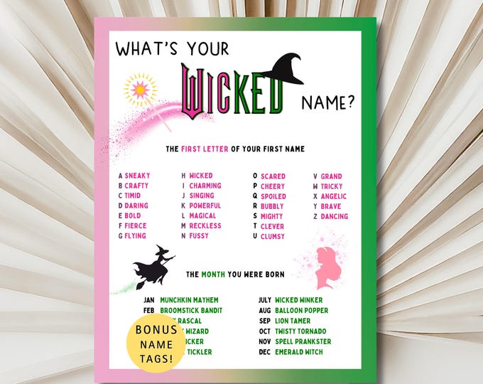 Wicked Birthday Name Game: Printable Party Activity (PDF Download) - Etsy