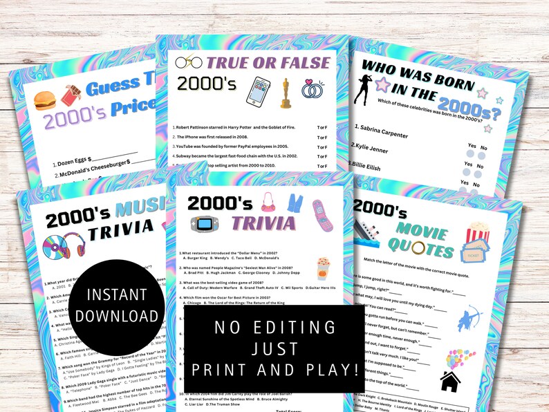 2000s Games Bundle, 2000s Party Games, 2000s Trivia Games, Y2K, Games ...