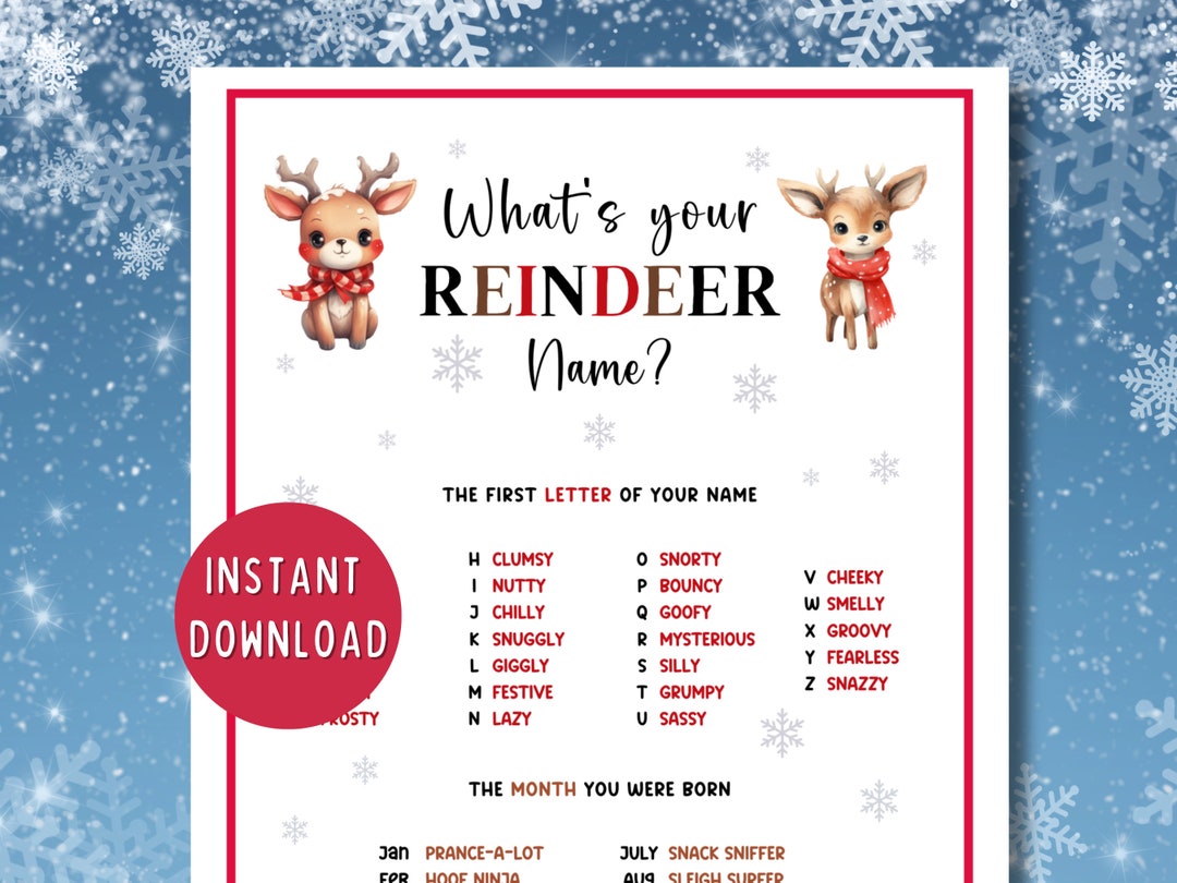 Christmas Party Reindeer Game: Printable Holiday Party Game (PDF) - Etsy