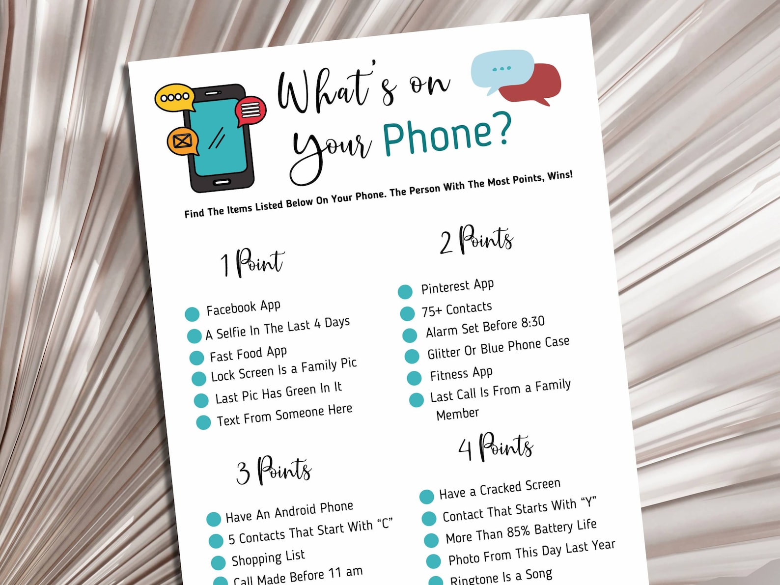 Birthday Party Phone Game: Family Reunion, Adult Birthday (PDF Download ...