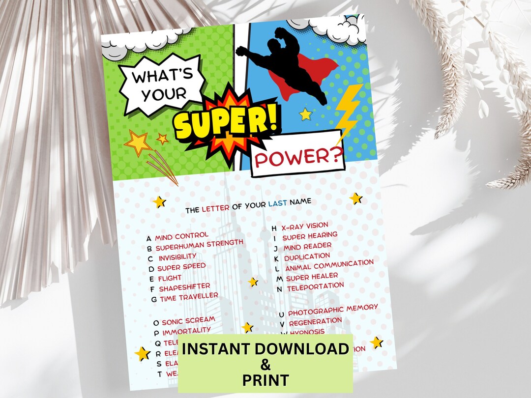What's Your Superpower Game, Superhero Name Game, Boy Birthday Game ...