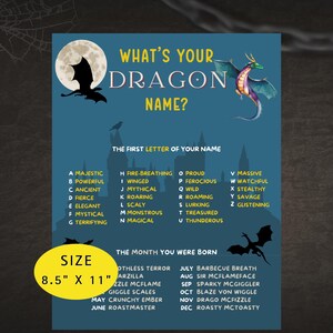 Funny Dragon Name Game: Medieval Birthday Party (printable PDF Download ...