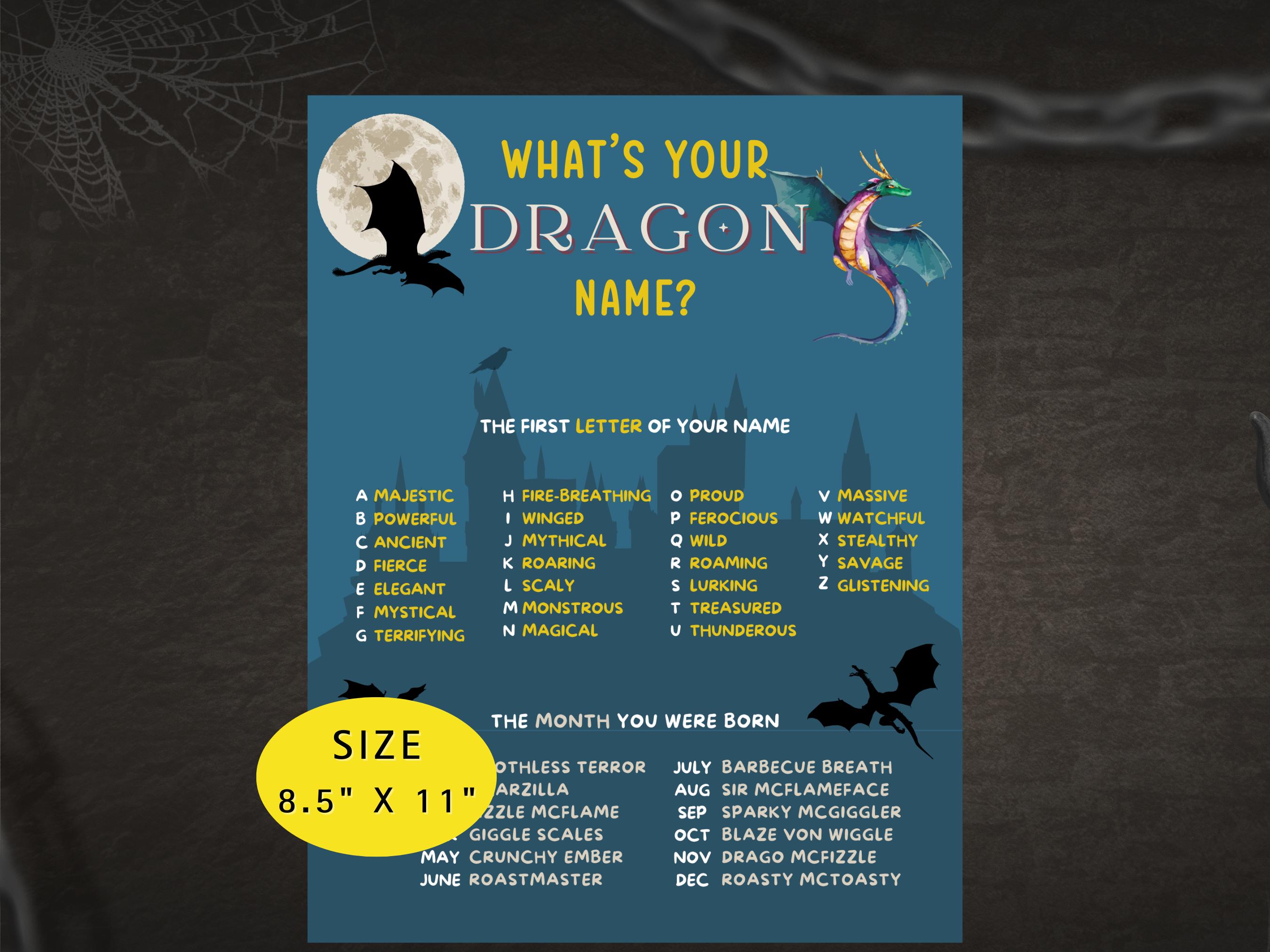 Funny Dragon Name Game: Medieval Birthday Party (printable PDF Download ...
