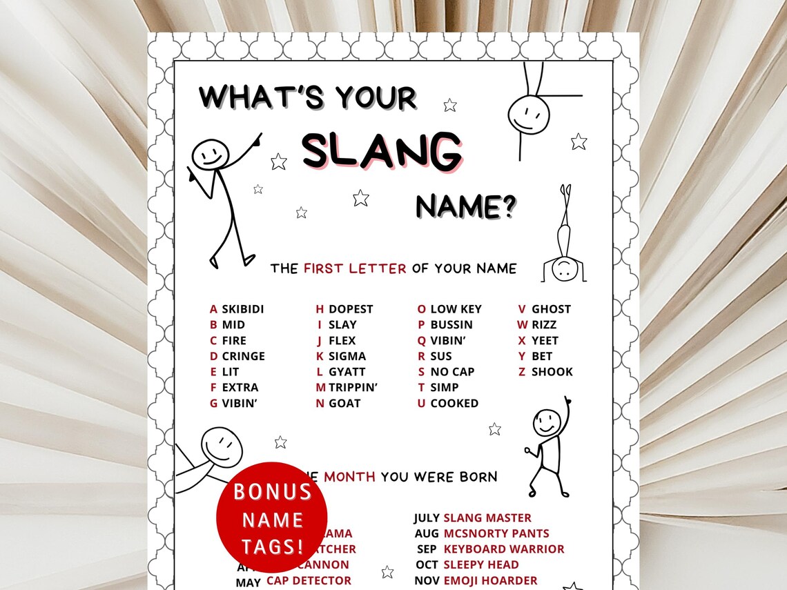 Tween Slang Birthday Party Game: Teen/middle School Activity (PDF ...