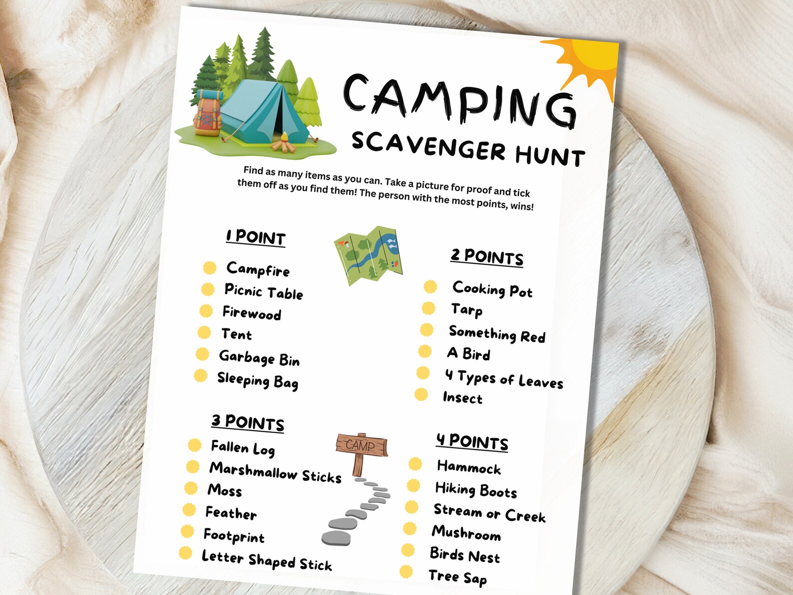 Camping Scavenger Hunt Game, Treasure Hunt Camping Activities for Kids ...