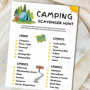 Camping Scavenger Hunt Game, Treasure Hunt Camping Activities for Kids ...