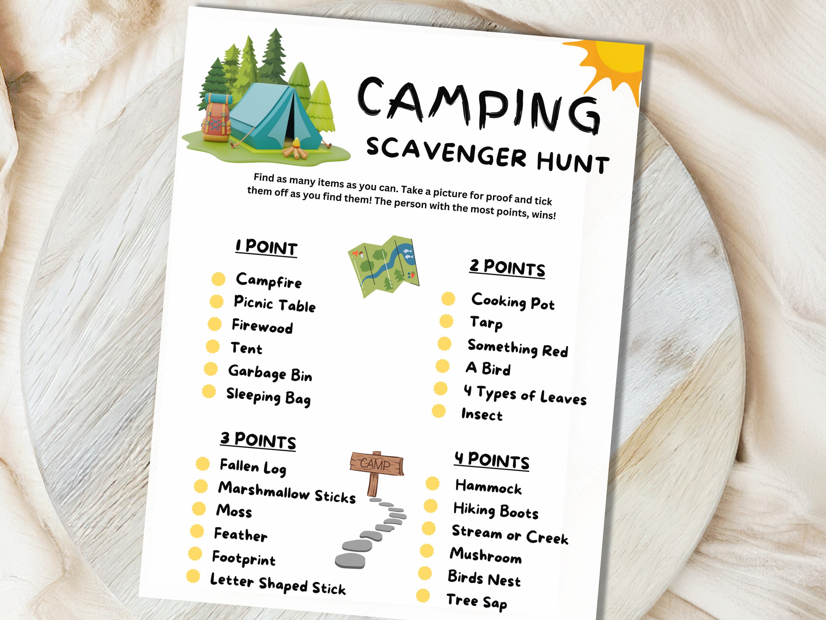 Camping Scavenger Hunt Game, Treasure Hunt Camping Activities for Kids ...