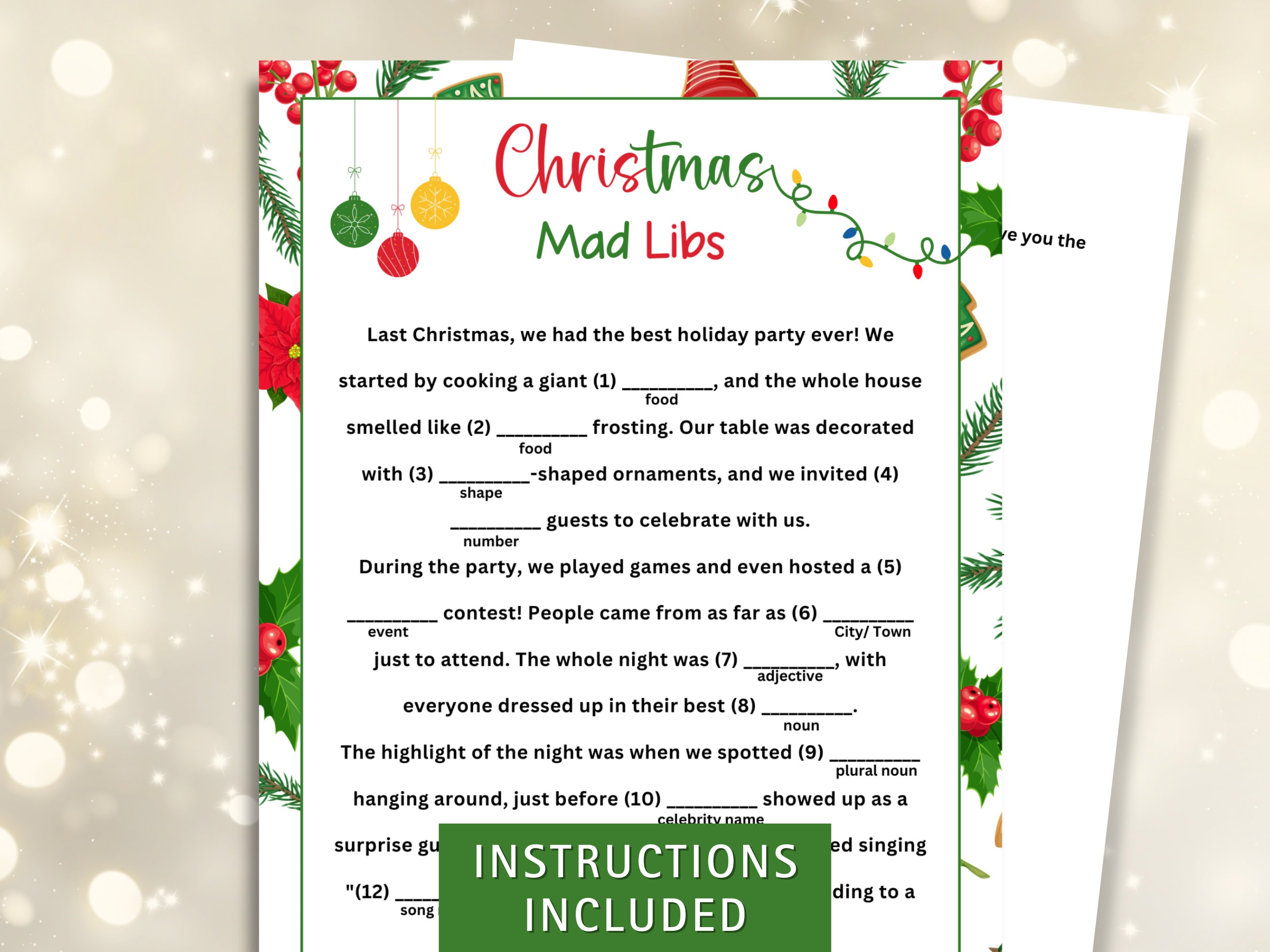 Christmas Mad Libs Game, Printable Christmas Games, Christmas Game for ...