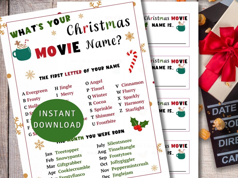 Christmas Movie Party Game: Printable Holiday Party Activity (PDF ...